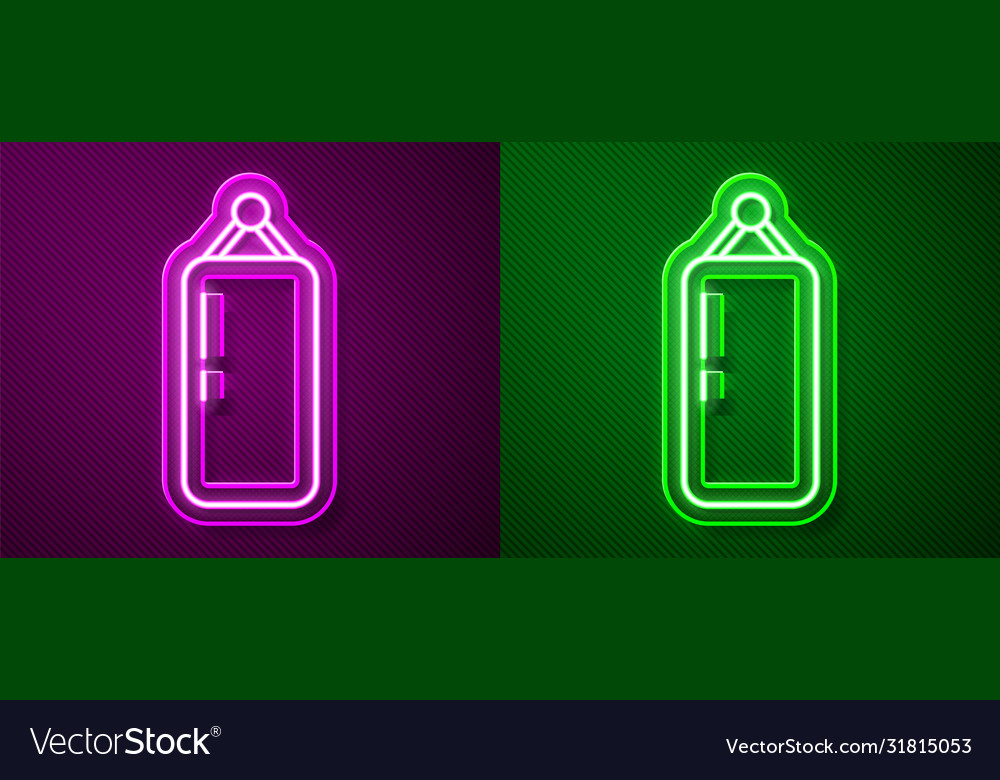 Glowing Neon Line Punching Bag Icon Isolated Vector Image