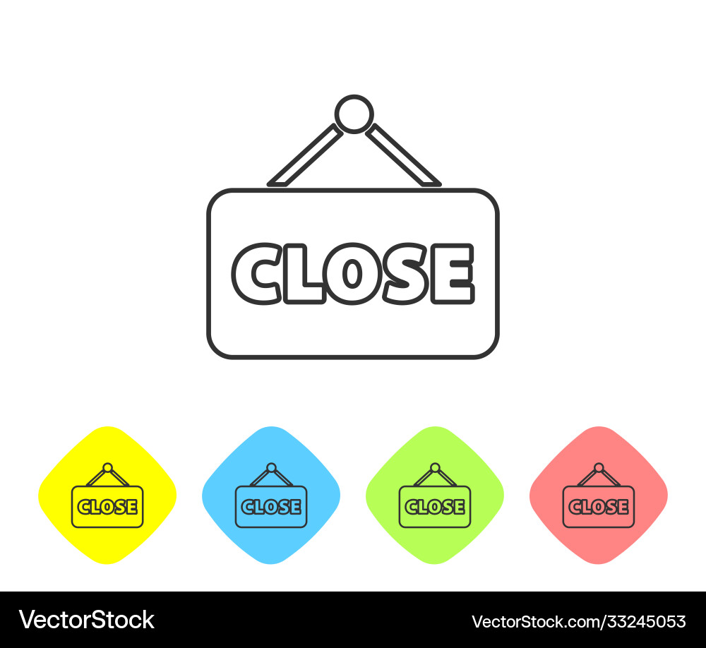 Grey line hanging sign with text closed icon Vector Image