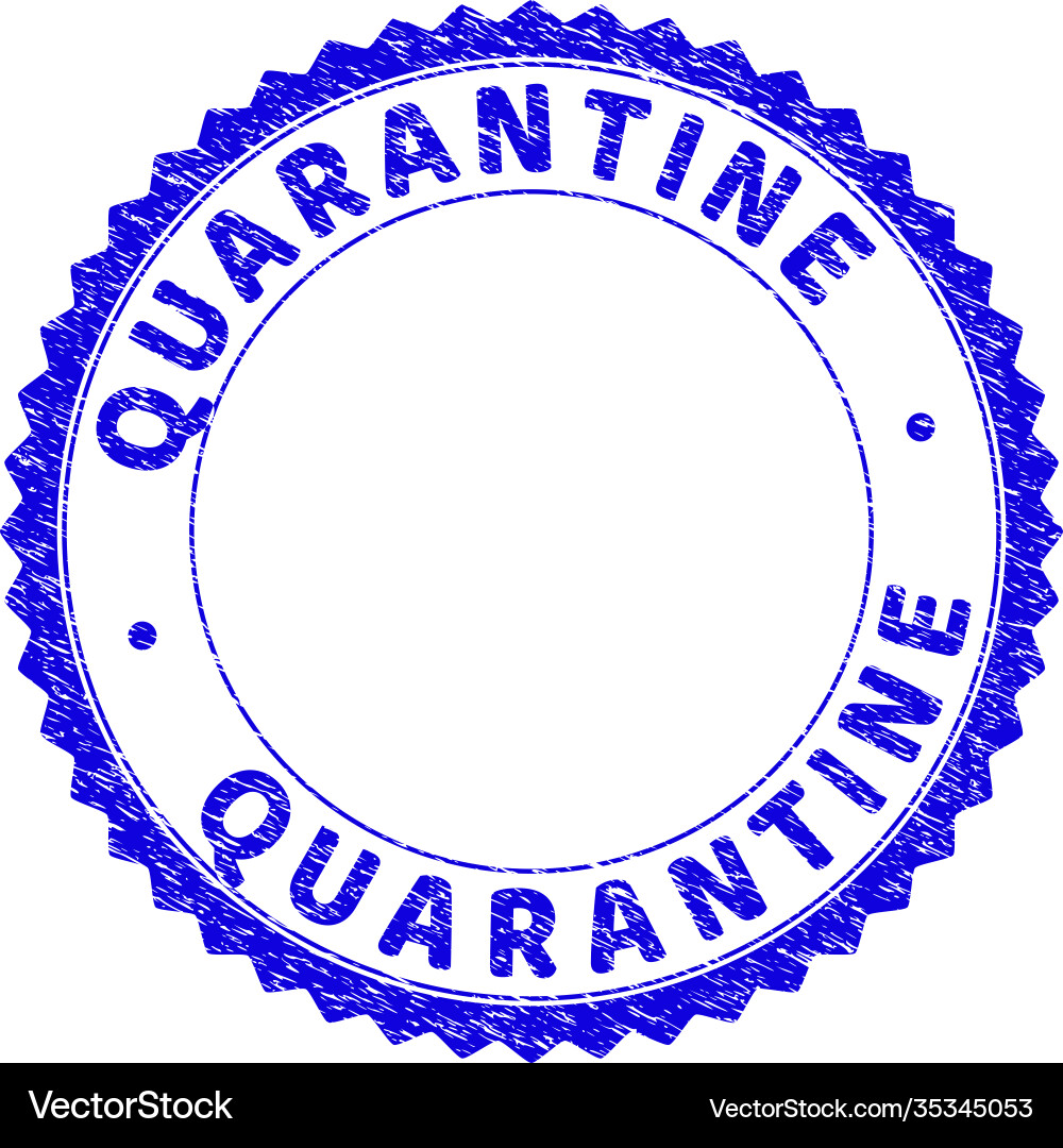 Grunge quarantine textured round rosette stamp Vector Image