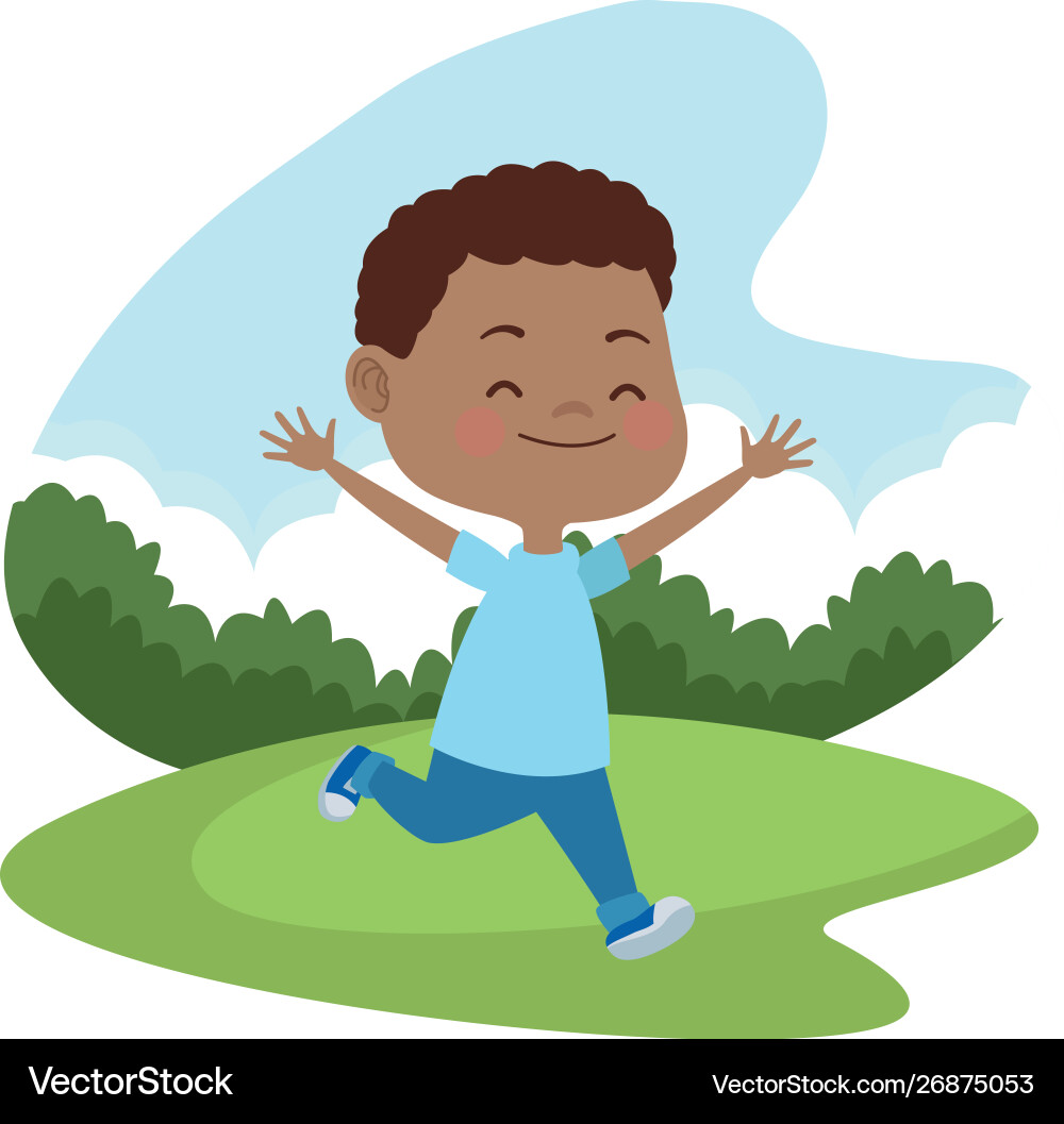 Happy kid having fun cartoons Royalty Free Vector Image