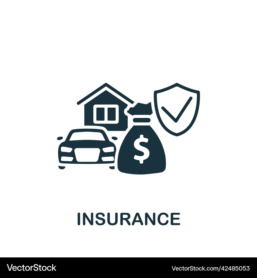 Insurance icon monochrome simple Royalty Free Vector Image