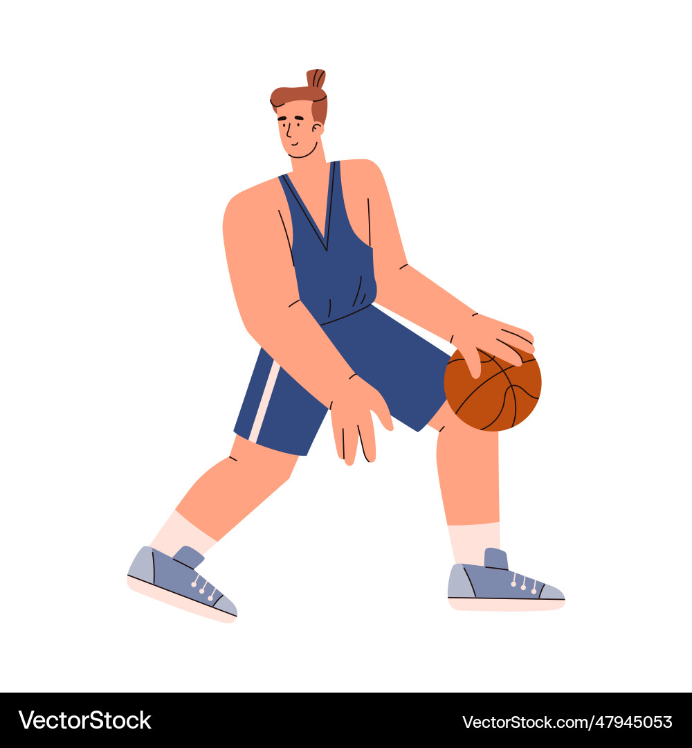 Smiling boy basketball player flat style Vector Image