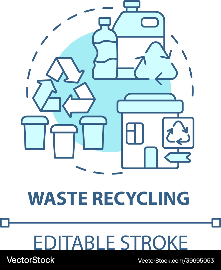 Waste recycling blue concept icon Royalty Free Vector Image