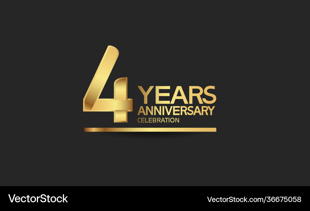 4 years anniversary celebration with elegant Vector Image