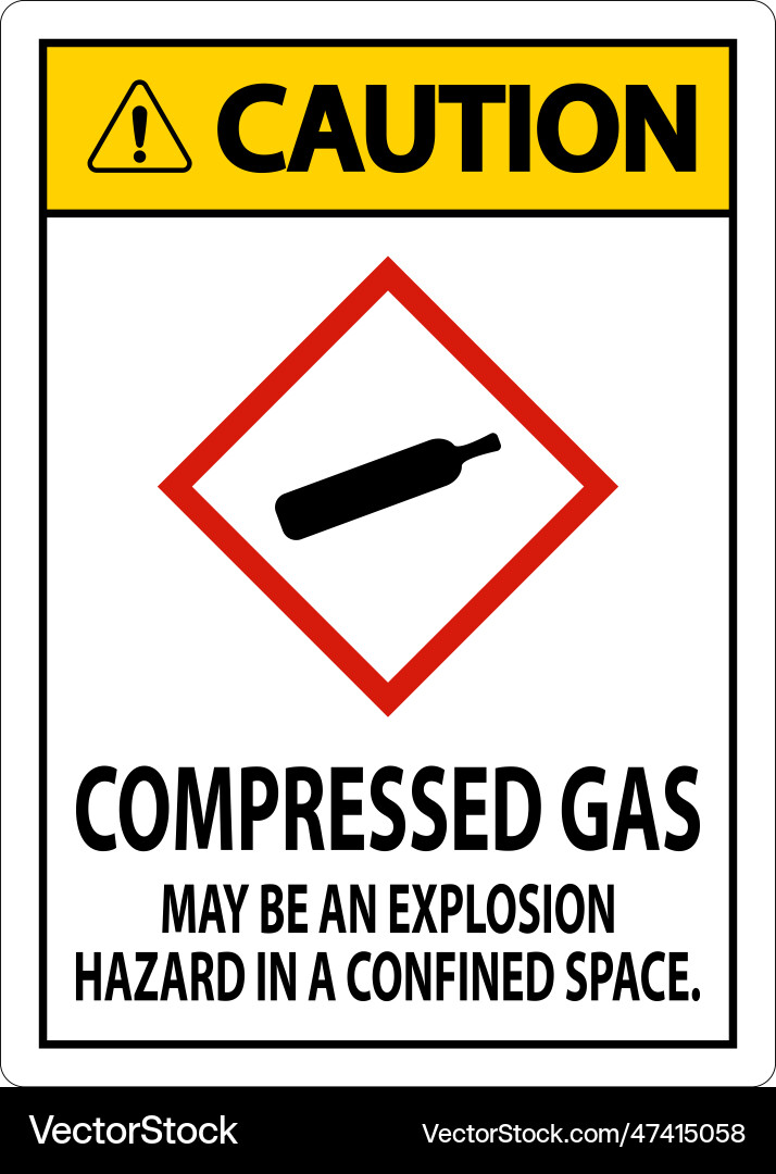 Caution compressed gas ghs sign on white Vector Image