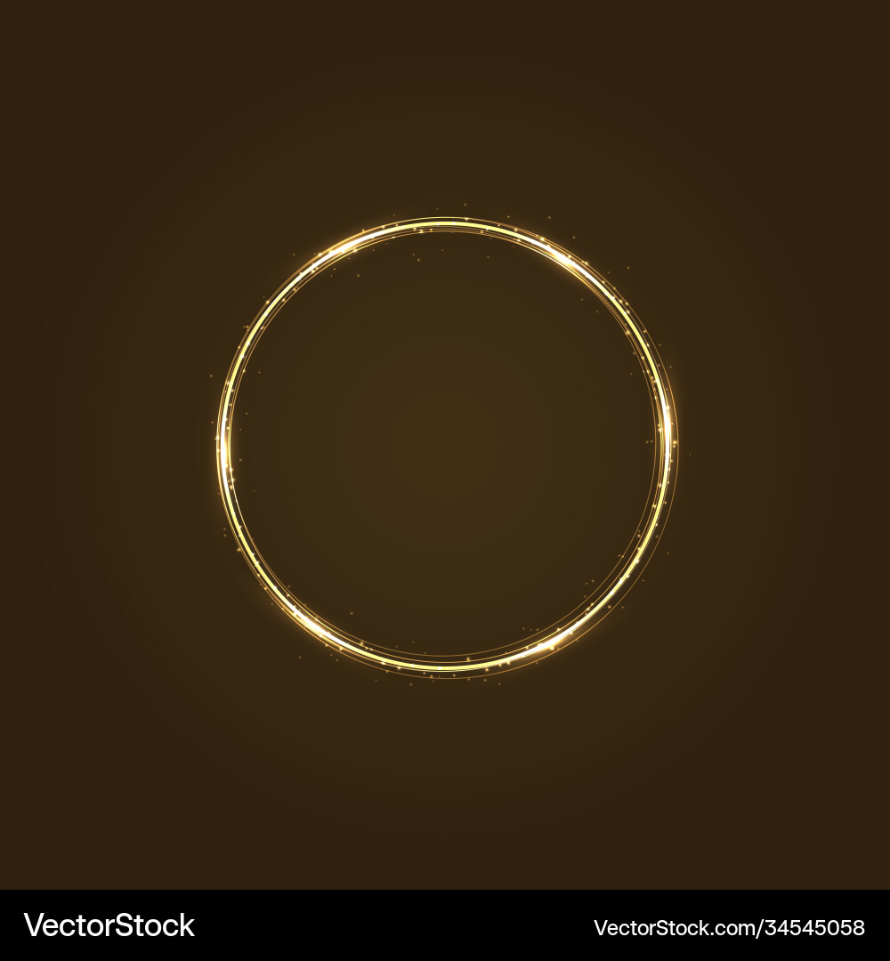 Circle frame with light effect golden comet Vector Image