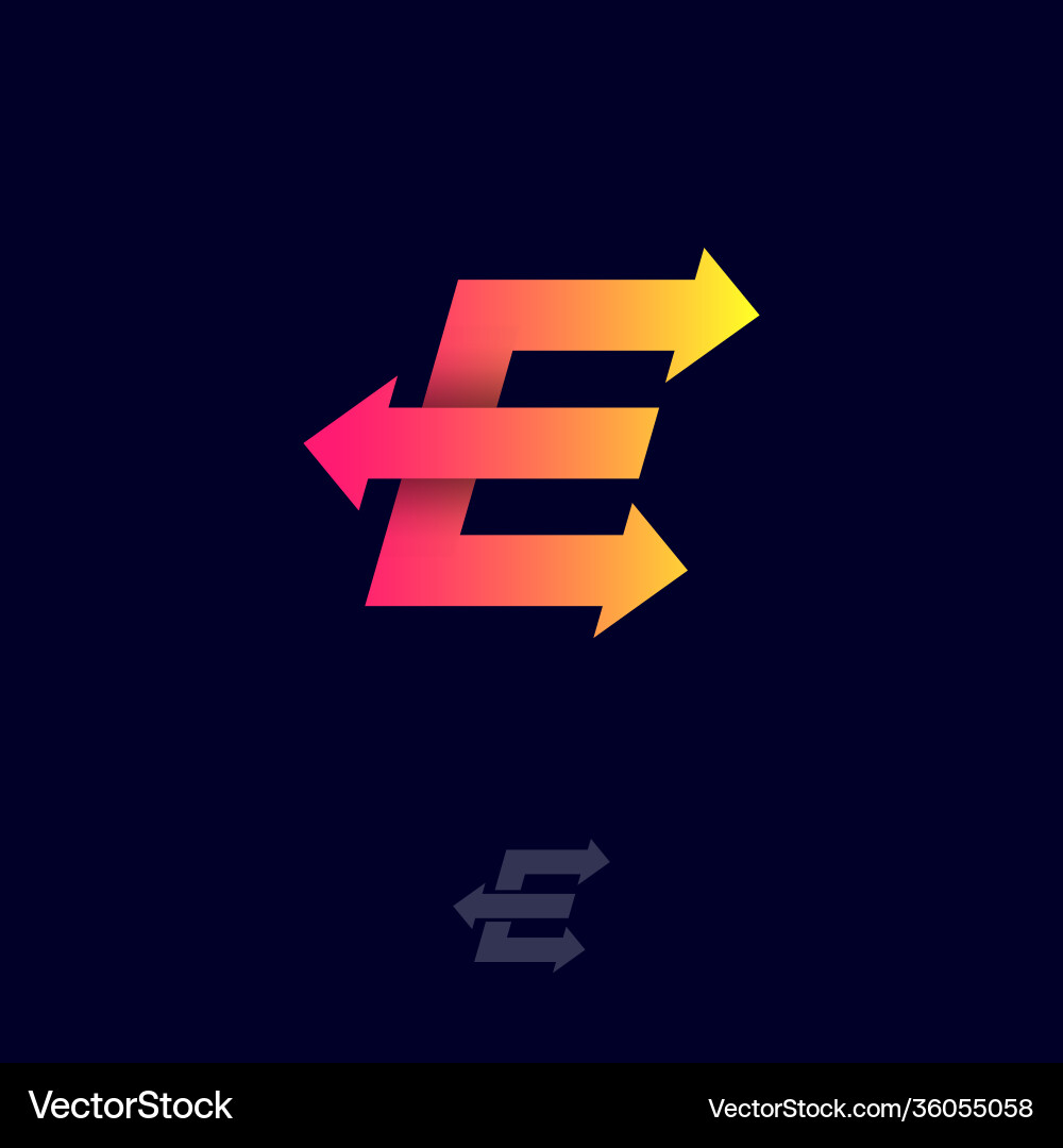 E monogram arrow logistic delivery shipping logo Vector Image