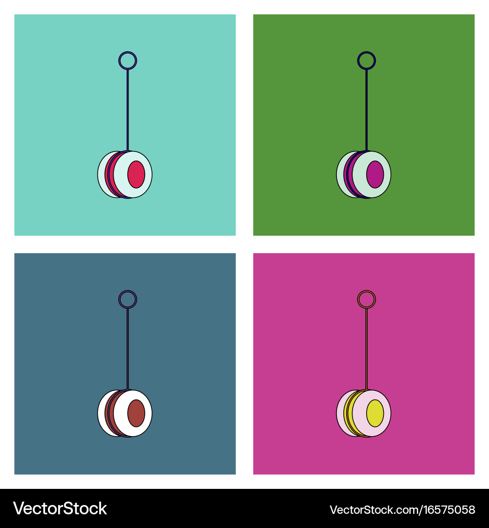 Flat icon design collection yo yo toy Royalty Free Vector