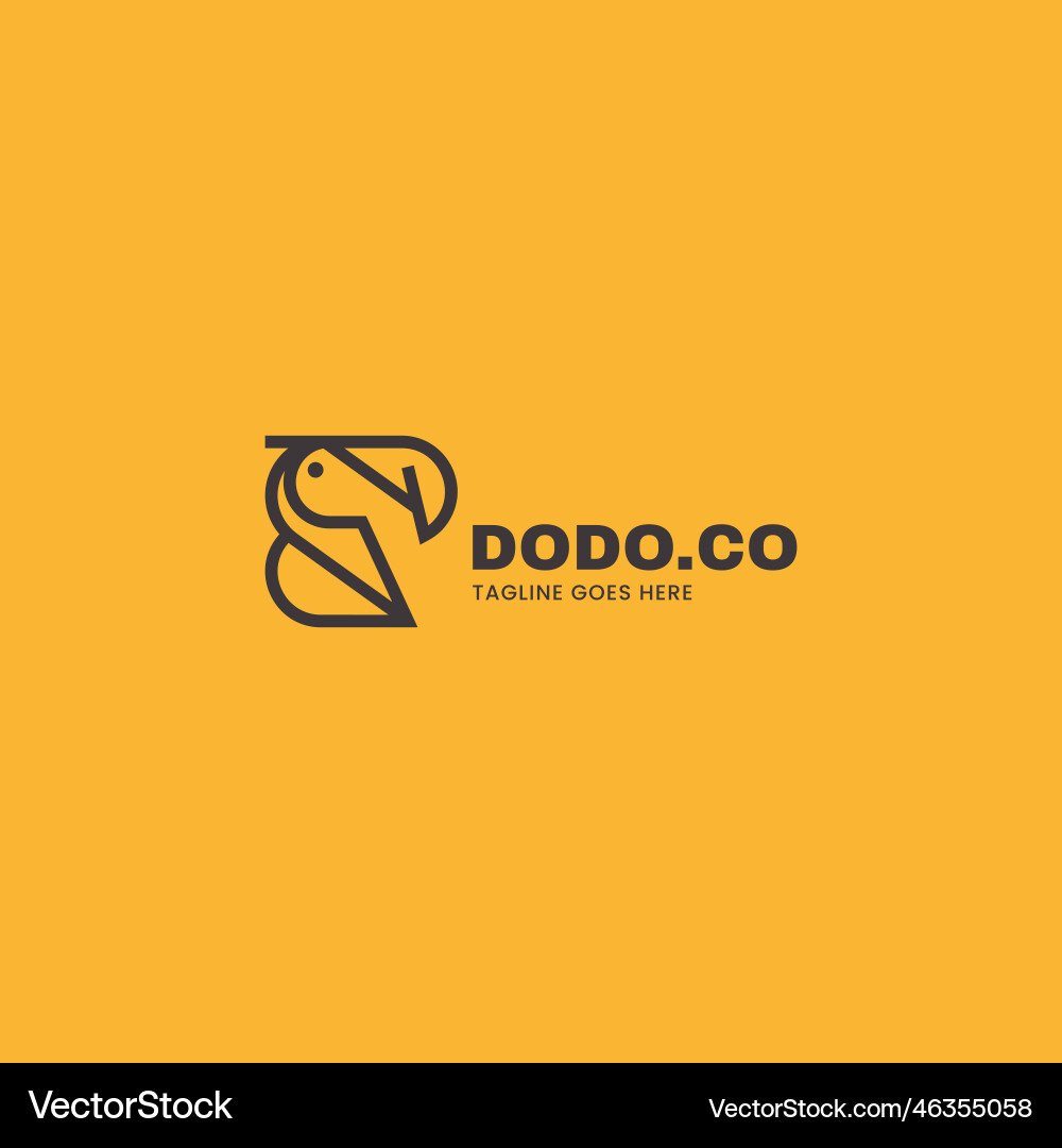 Logo dodo bird line art style Royalty Free Vector Image