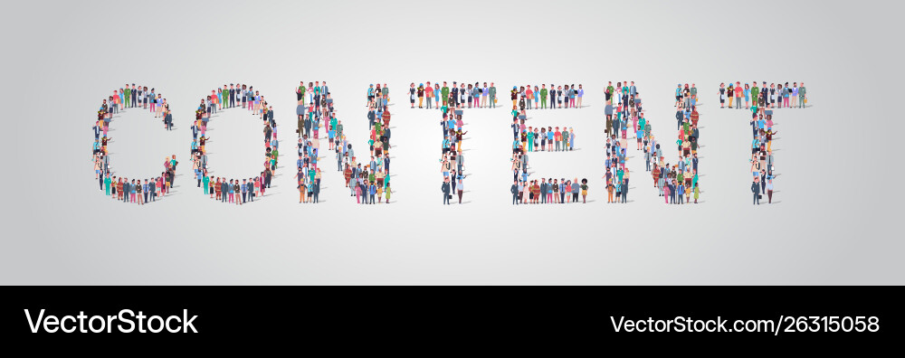 People crowd gathering in shape content word Vector Image