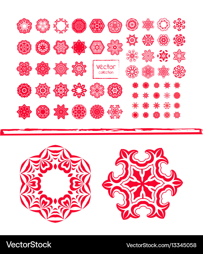 Red snowflakes on white background Royalty Free Vector Image