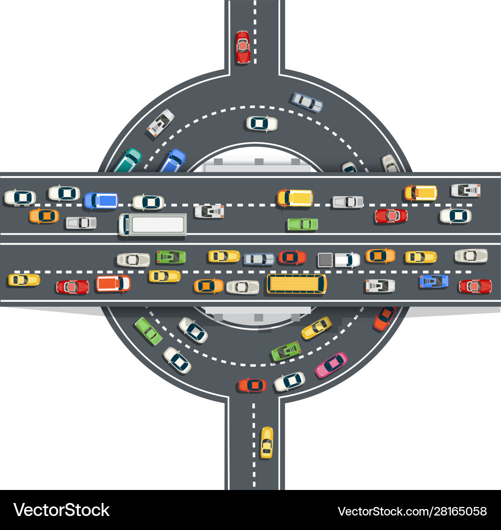 Road top view with highways many different Vector Image
