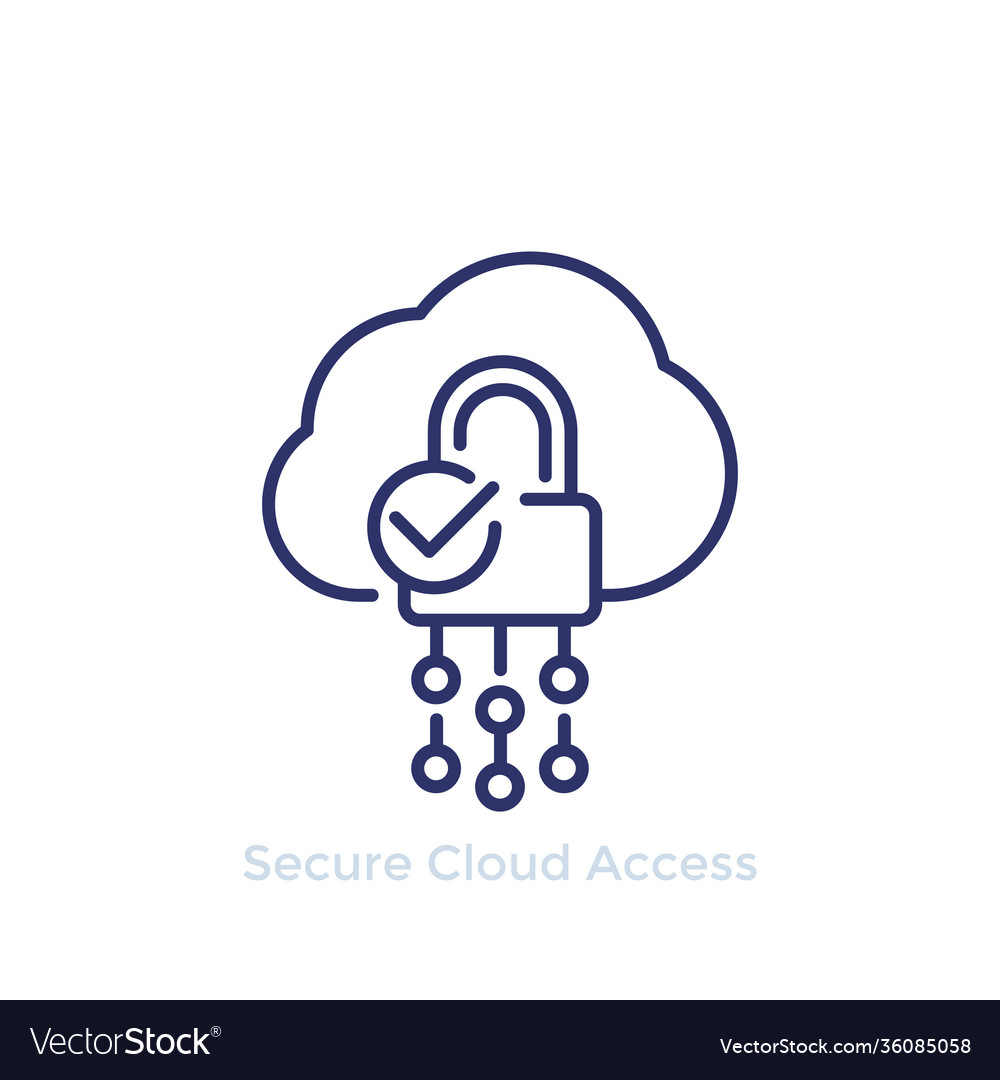 Secure cloud access protected hosting line icon Vector Image Secure cloud access protected hosting line icon Vector Image