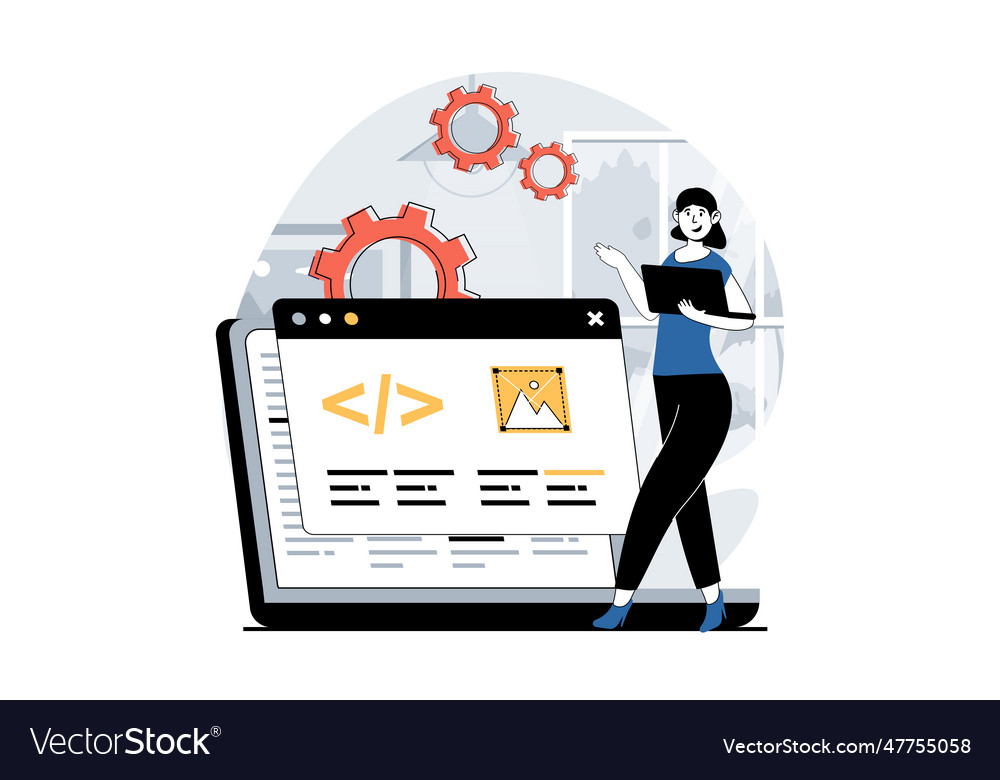 Software development concept with people scene Vector Image