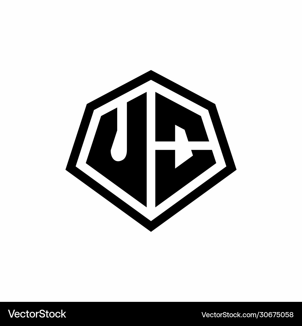 Uo monogram logo with hexagon shape and line Vector Image