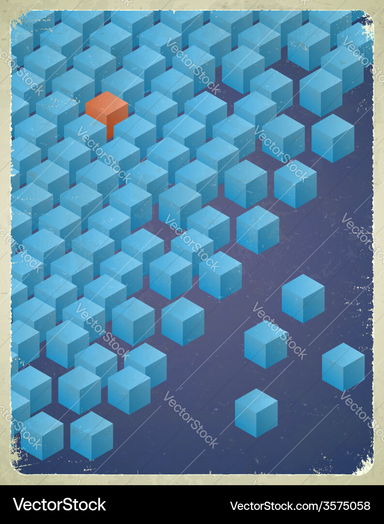 Vintage messy cubes card Royalty Free Vector Image