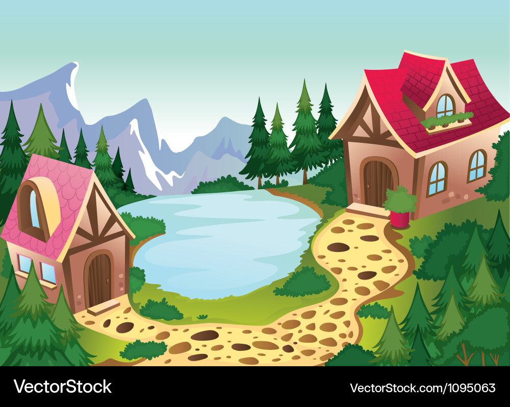 A beautiful house in nature Royalty Free Vector Image