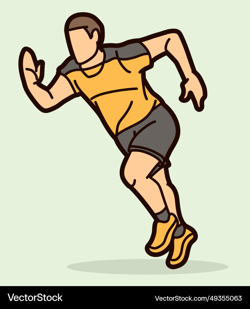 A man start running action marathon runner cartoon