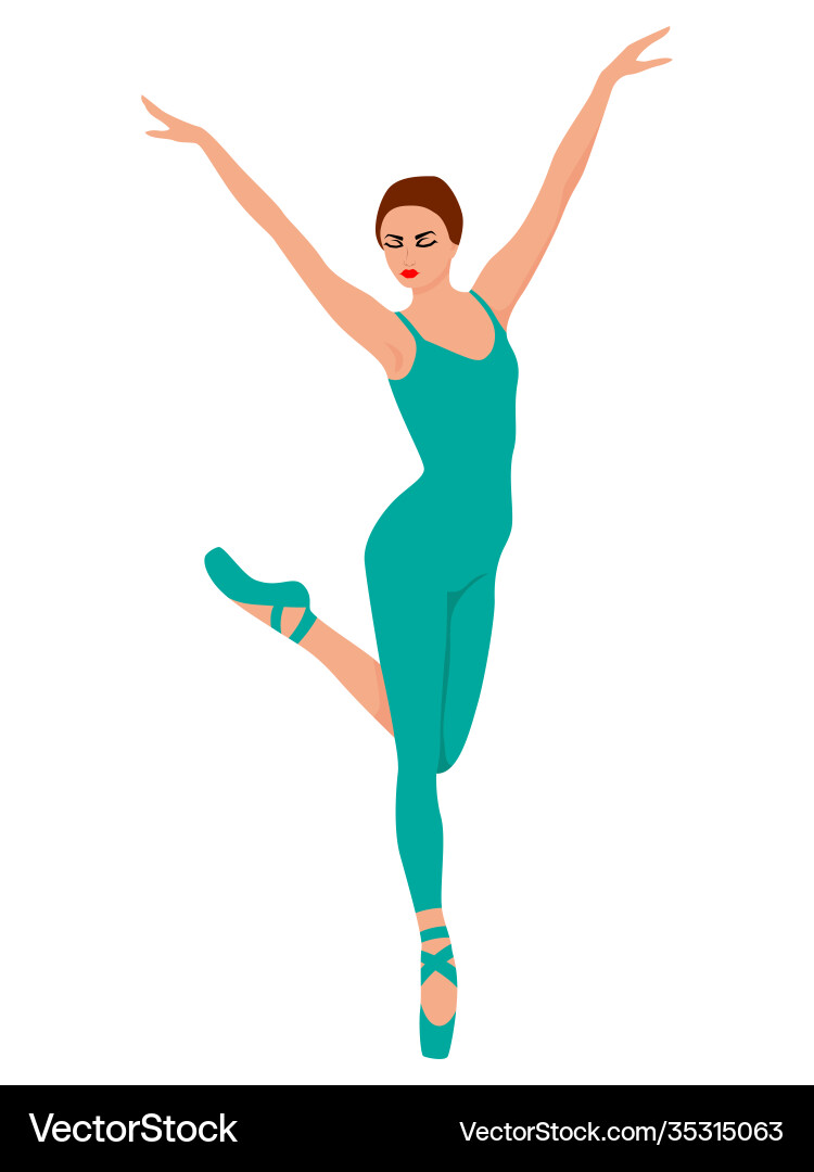 Ballerina in turquoise unitard Royalty Free Vector Image