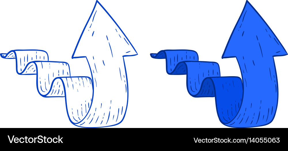 Blue arrows hand drawn sketch Royalty Free Vector Image