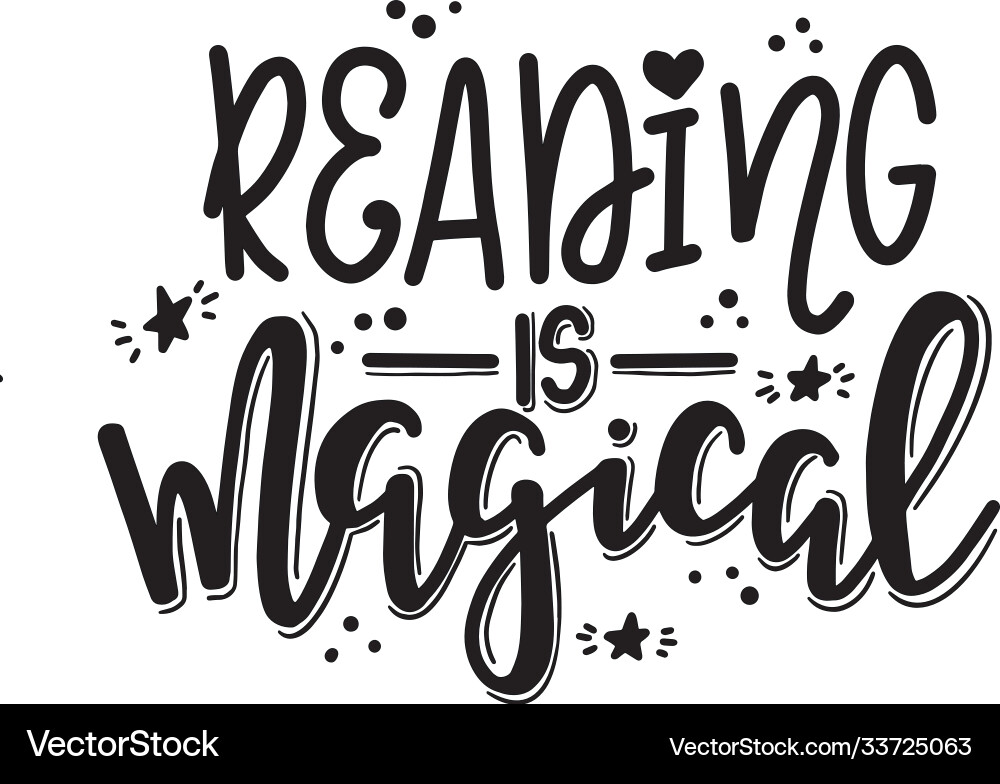 Books and reading lettering set hand drawn Vector Image