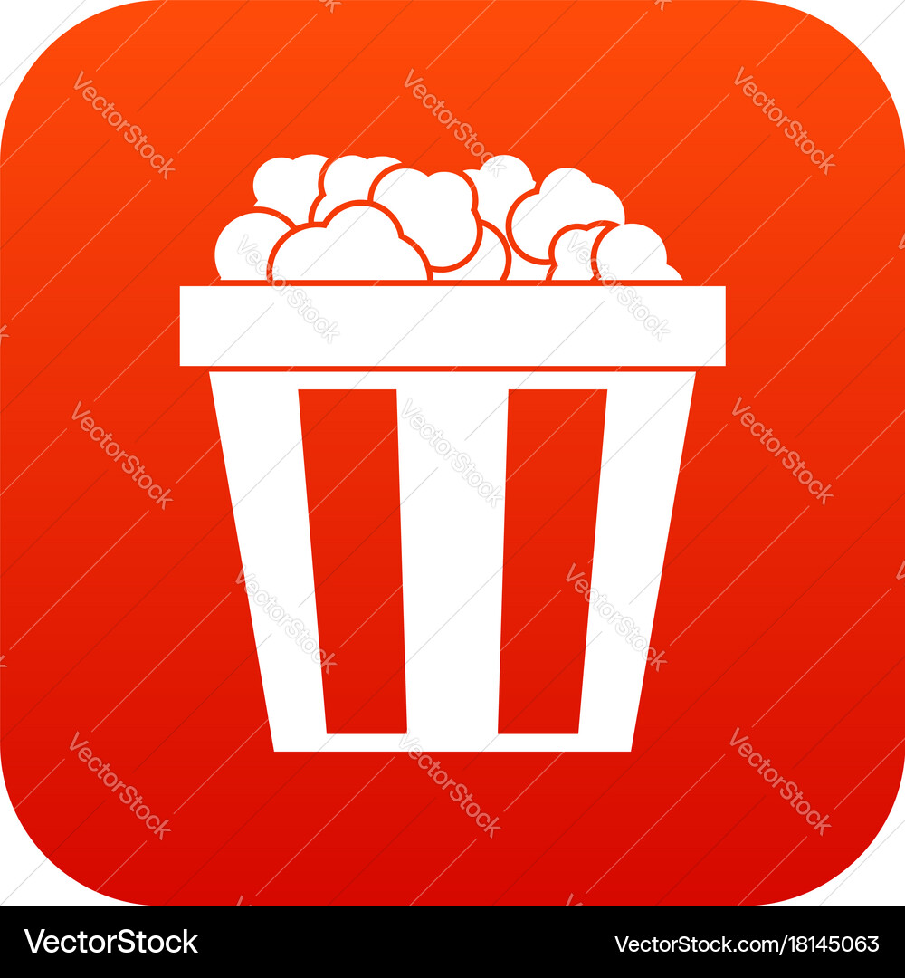 Box of popcorn icon digital red Royalty Free Vector Image