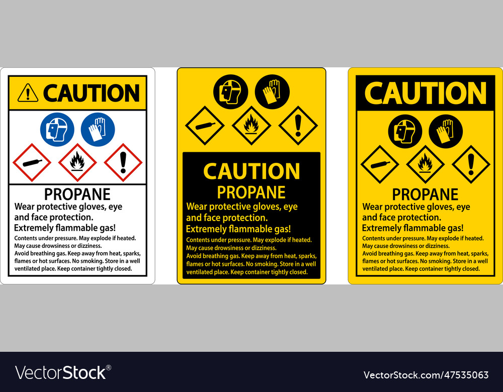 Caution propane flammable gas ppe ghs sign Vector Image Caution propane flammable gas ppe ghs sign Vector Image