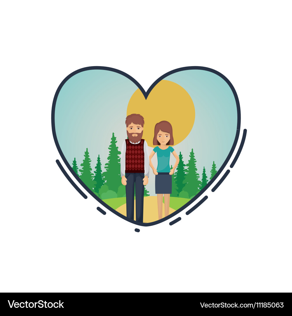 Couple cartoon inside heart design Royalty Free Vector Image