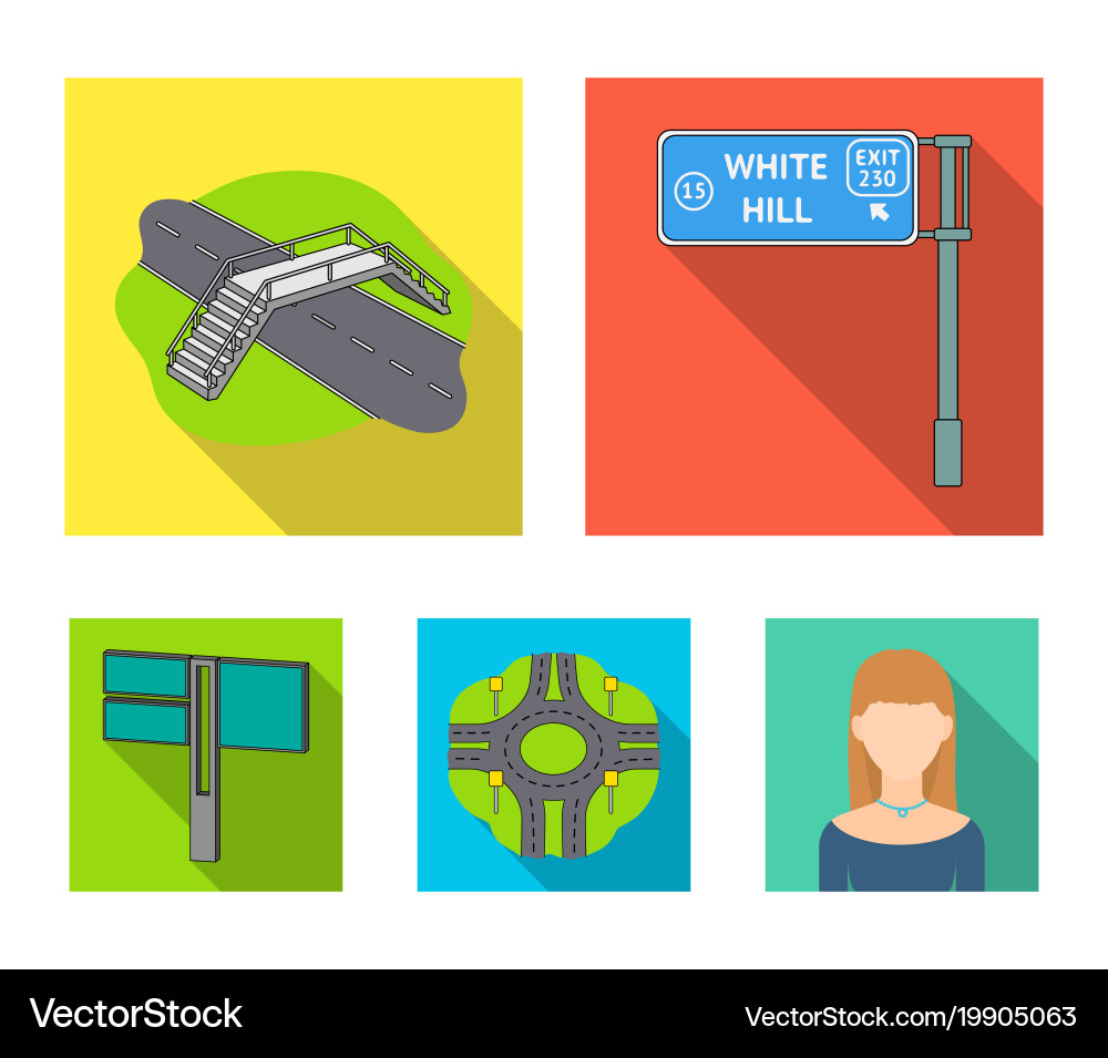 Direction signs and other web icon in flat style Vector Image