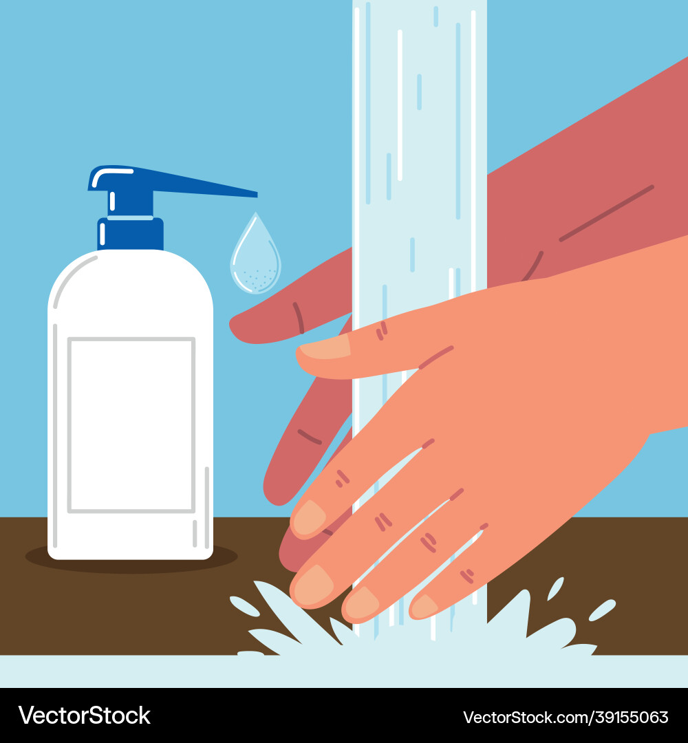 Hand washing and liquid soap Royalty Free Vector Image