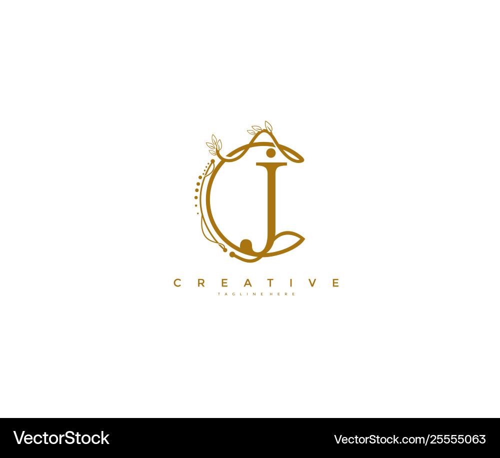 Letter j floral monogram rounded ornate elegant Vector Image