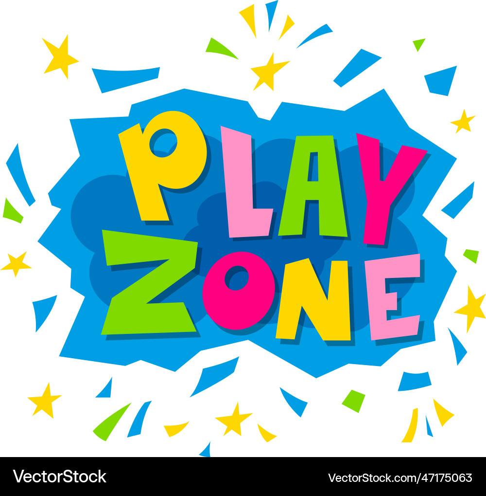 Play zone bright banner with colored confetti Vector Image