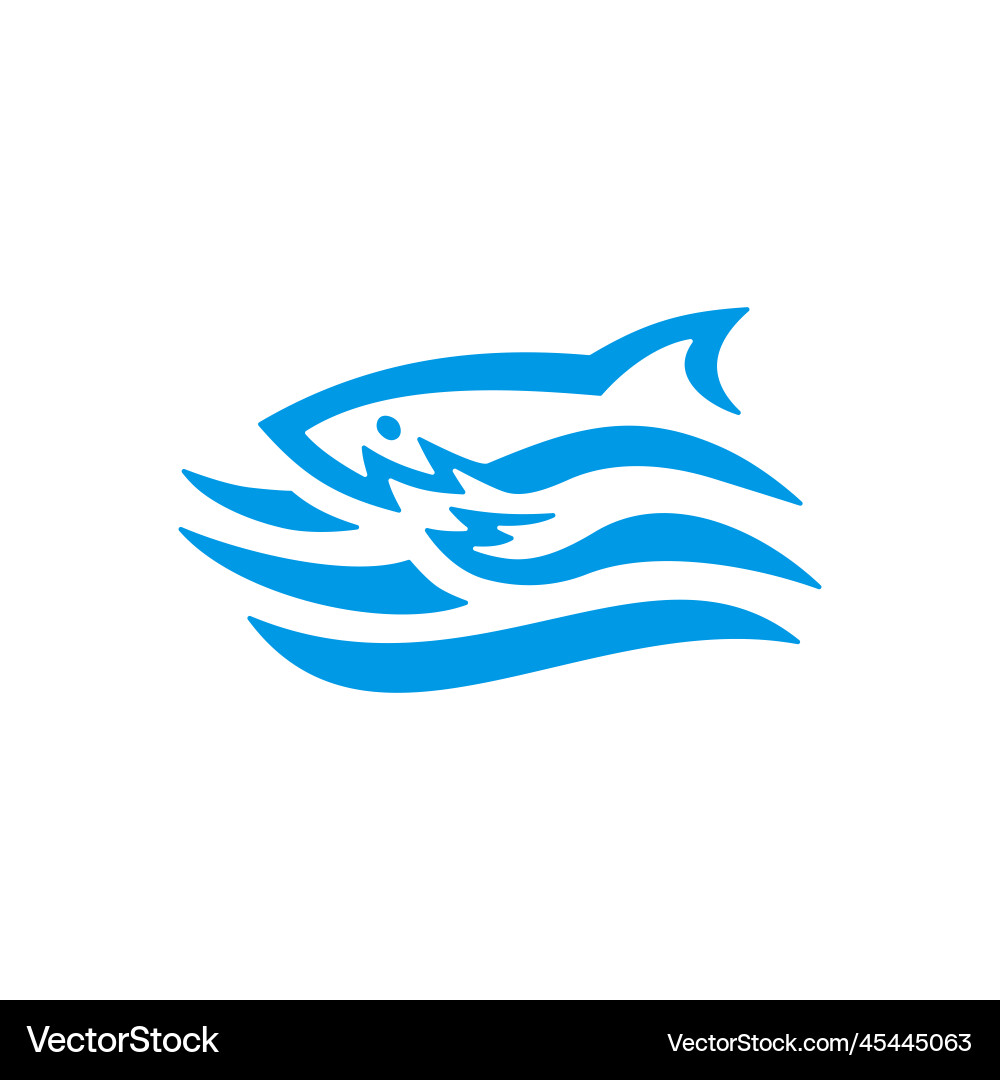 Shark wave sea water logo icon Royalty Free Vector Image
