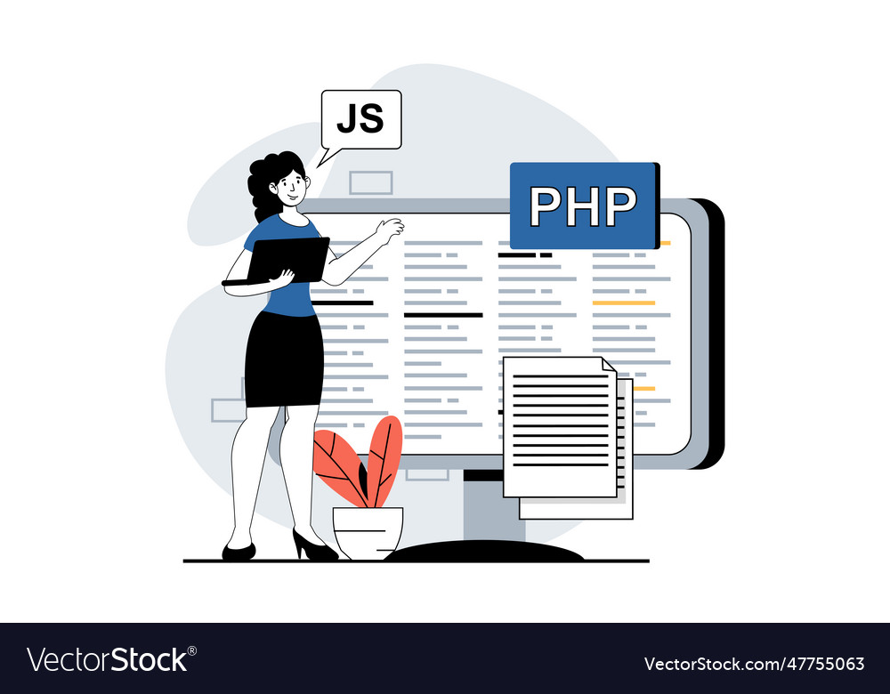 Software development concept with people scene Vector Image