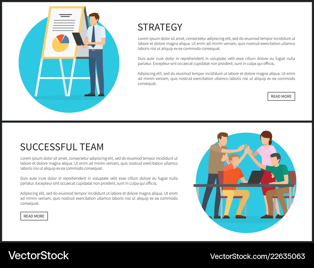 Strategy and successful team promo banners set Vector Image