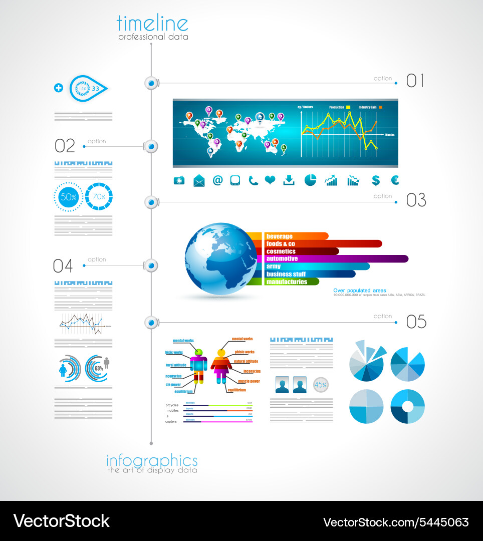 Timeline to display your data with infographic Vector Image
