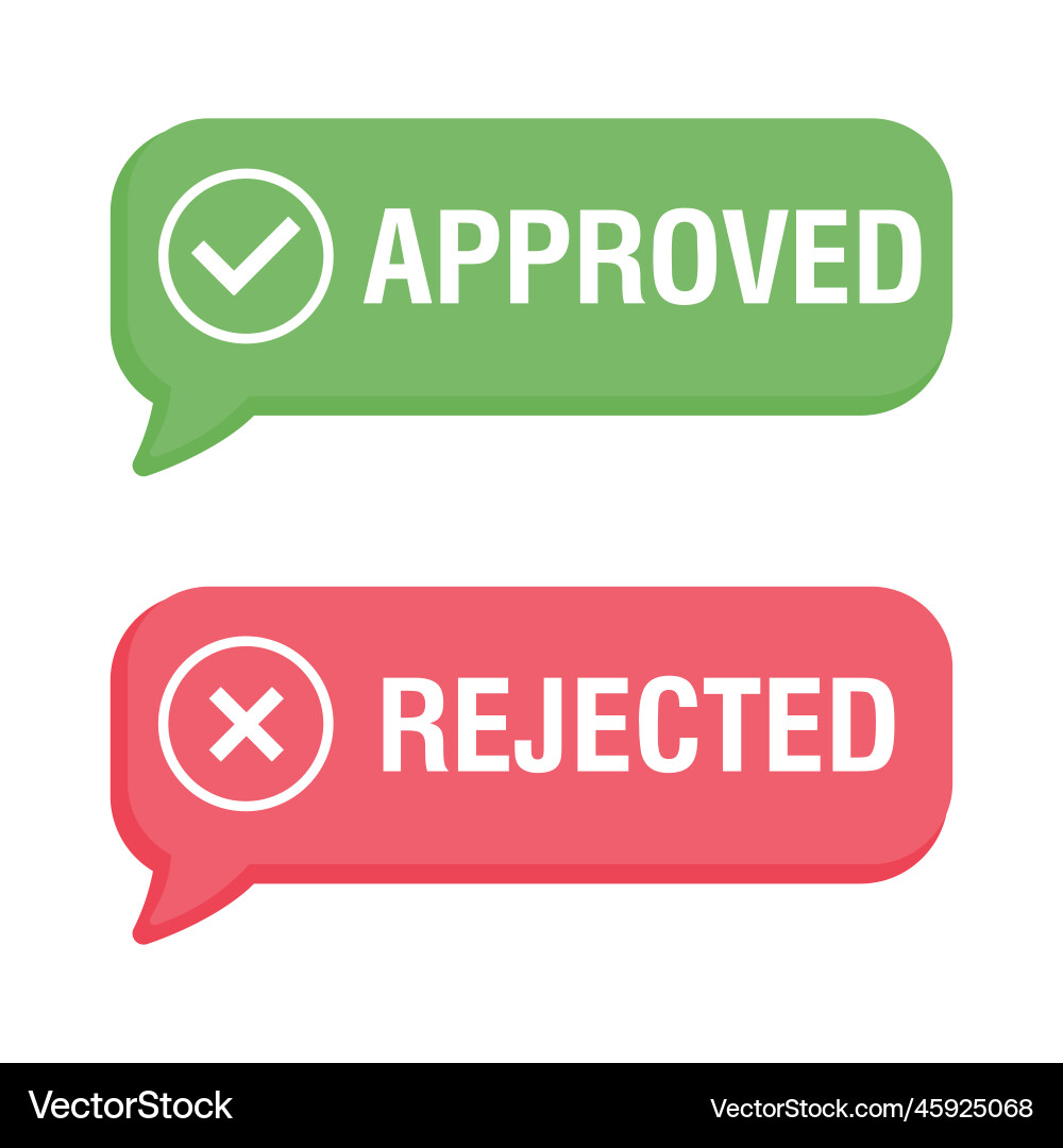 Approved and rejected stickers check or cross Vector Image