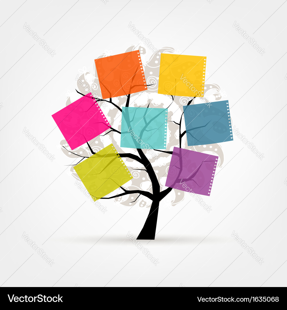 Art tree with stickers for your design Royalty Free Vector