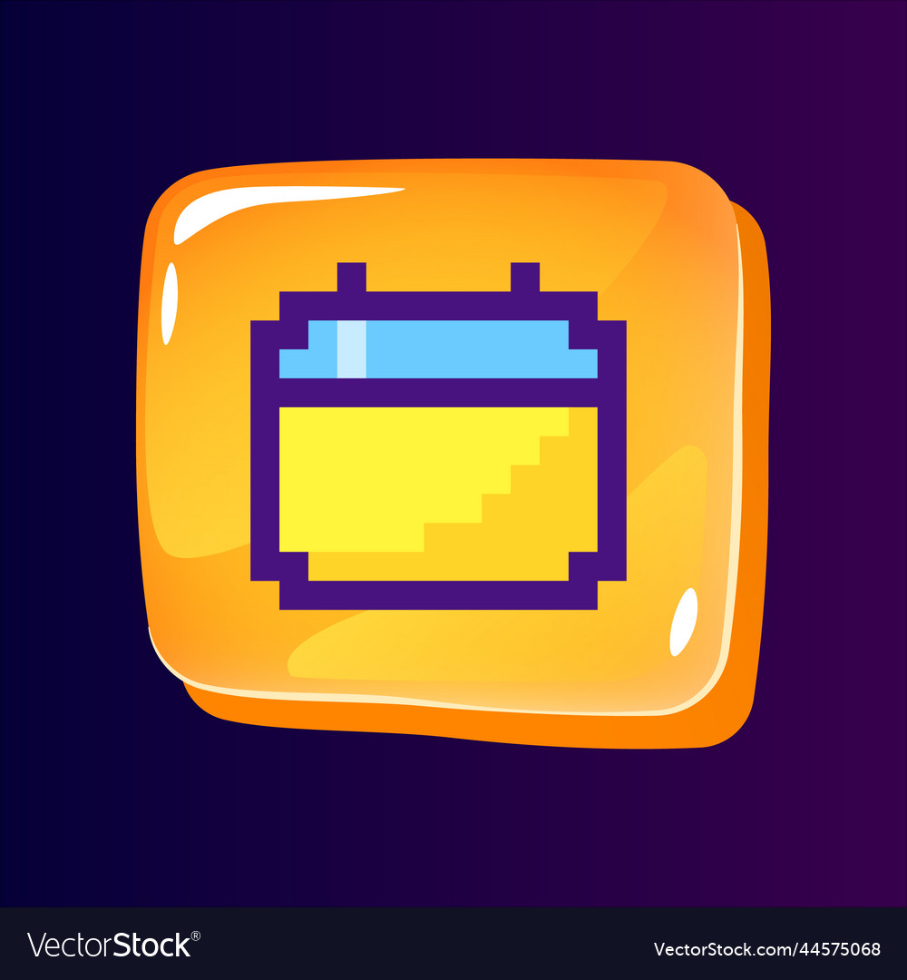 Calendar glossy ui button with pixelated color Vector Image