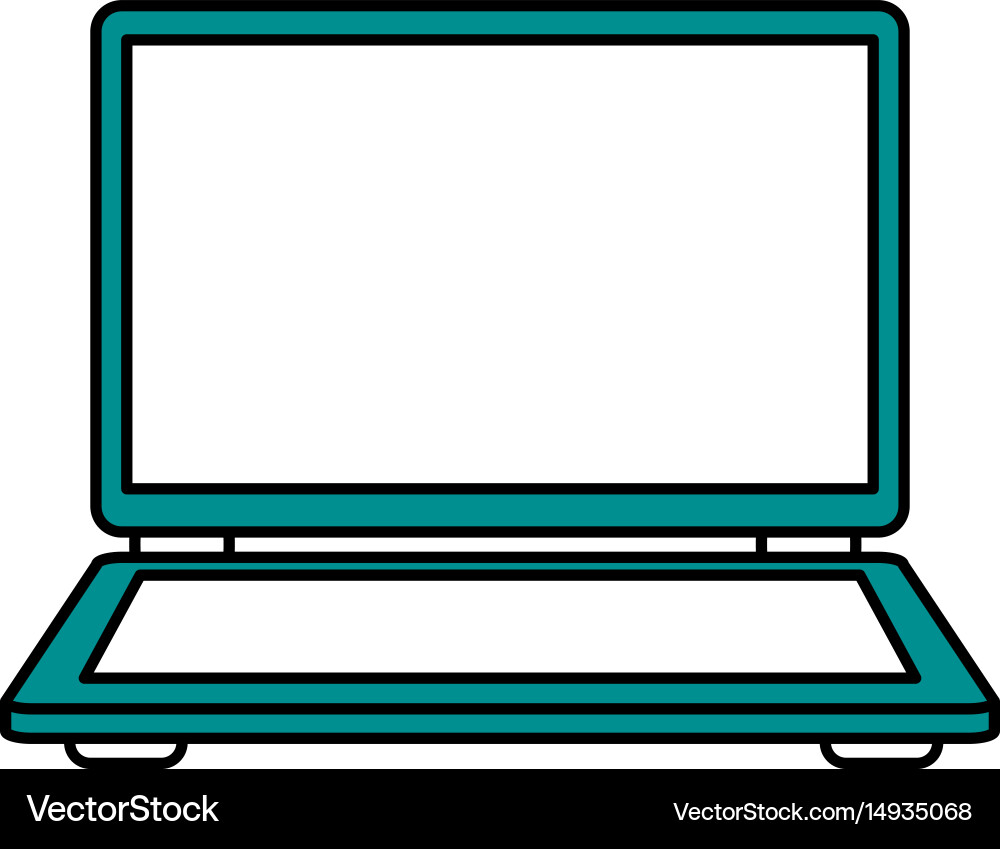 Color silhouette image of laptop computer Vector Image