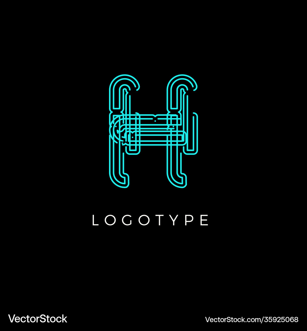 Cyber letter h for digital technology logo concept
