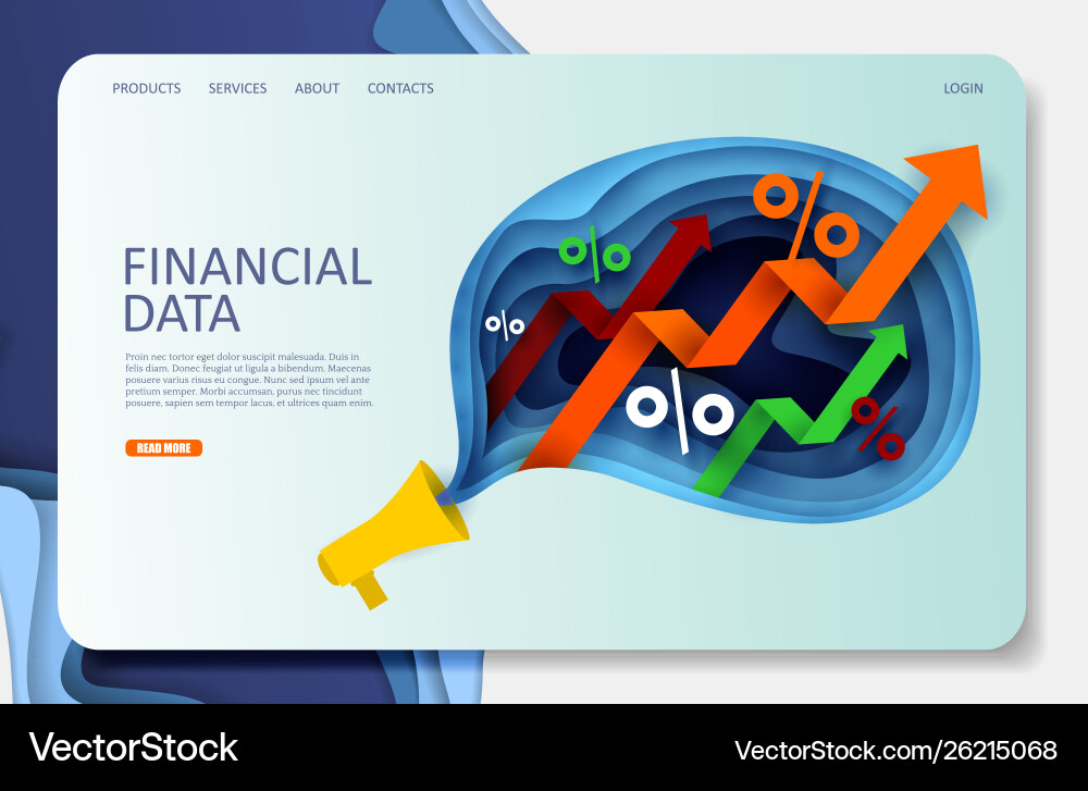 Financial data website landing page design Vector Image