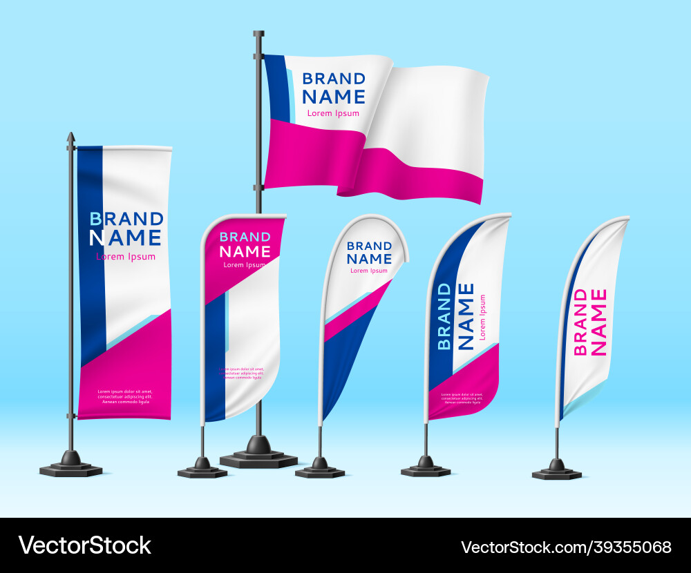 Flags banners identity realistic unified design Vector Image