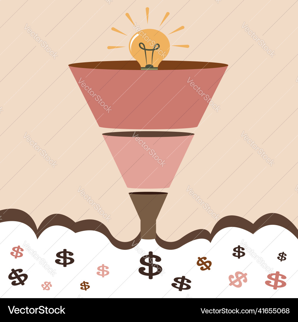 Funnel of ideas infographic Royalty Free Vector Image