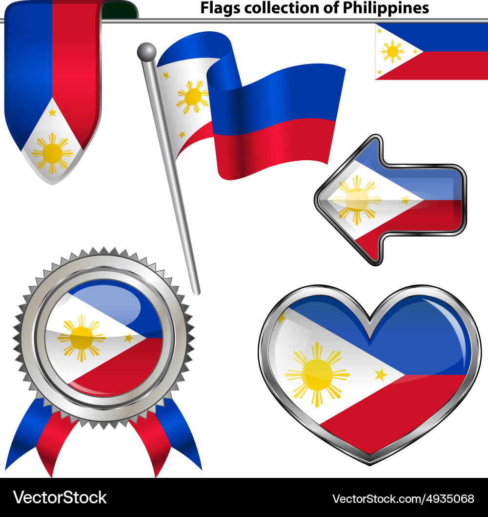 Glossy icons with philippines flag Royalty Free Vector Image