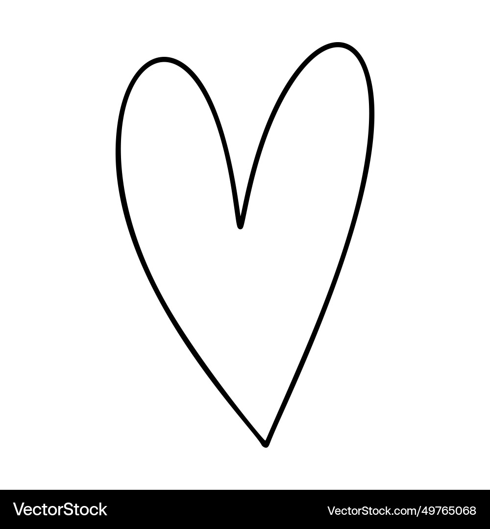 Hand drawn love heart logo line Royalty Free Vector Image