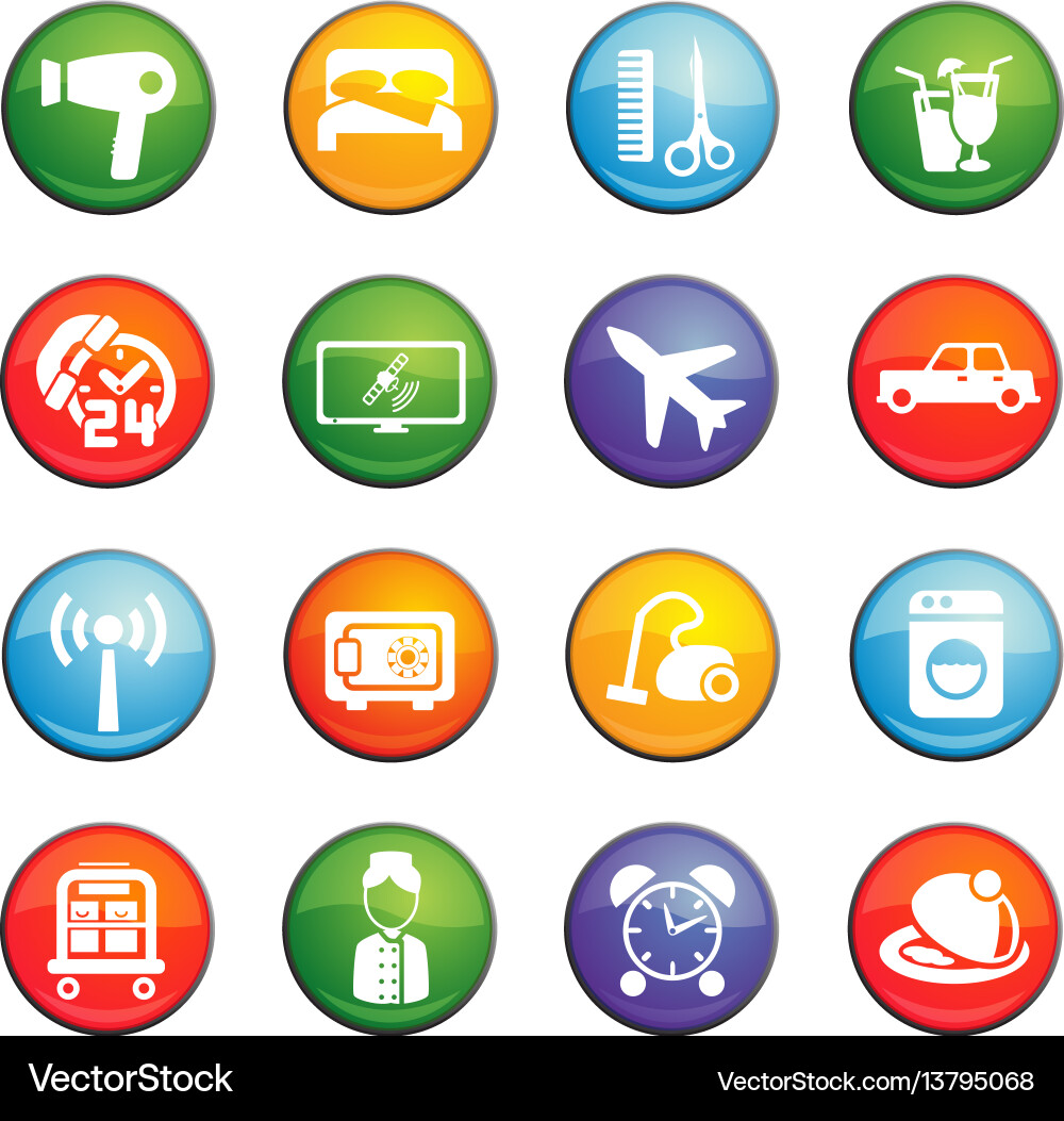 Hotel room service icon set Royalty Free Vector Image