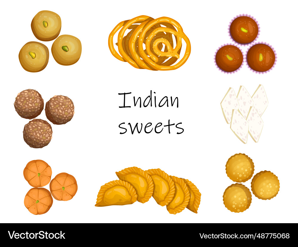 Indian sweets or mithai food Royalty Free Vector Image