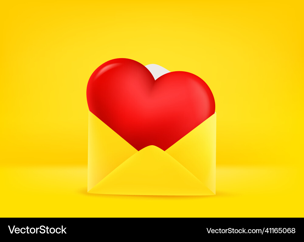 Paper envelope with heart mailing with love Vector Image