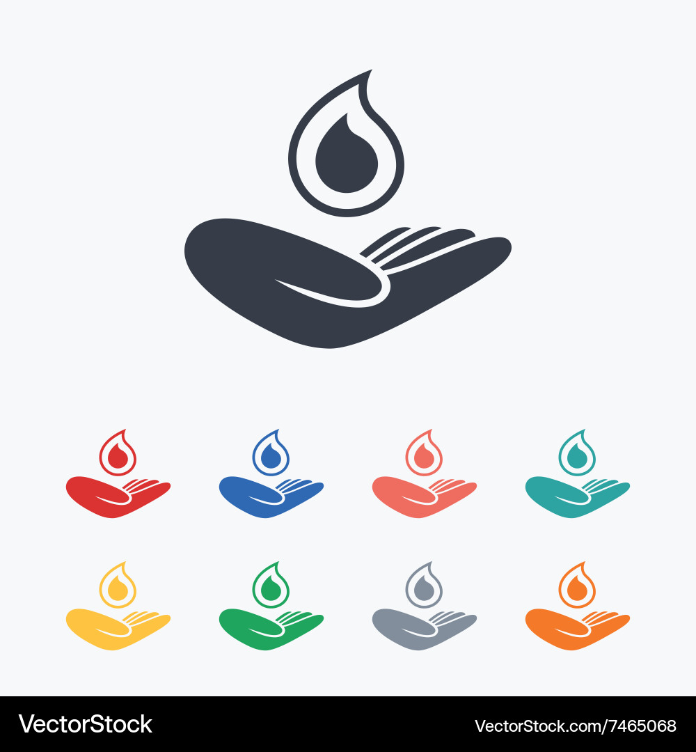 Save water sign hand holds drop symbol Royalty Free Vector